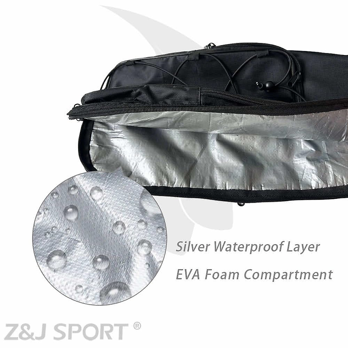 Z&J SPORT Dragon Boat Paddle Bag with Seat Net Pocket Large Capacity Waterproof Inner Layer