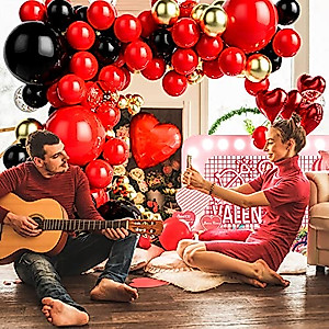 Red Black and Gold Balloon Garland Kit for Baby Shower, Wedding, Birthday, Graduation Party