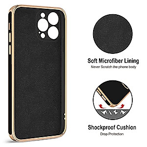 Hython Case for iPhone 13 Pro Max Case with Ring Stand [360°Rotatable Ring Holder Magnetic Kickstand] [Plated Rose Gold Edge] Slim Soft TPU Cover Luxury Protective Phone Case for Women Men, Black