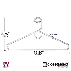 Heavy Duty Plastic Hangers, Made in USA, White Heavy Weight Hanger, 28 Pack