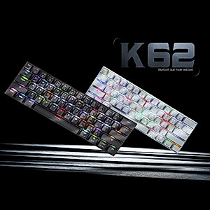 MOTOSPEED 60% Dual-Mode BT5.0/Type-C Mechanical Keyboard, 61 Keys Bluetooth Mechanical Keyboard,Gaming/Office Keyboard for PC/Mac Gamer (Red Switch, White)