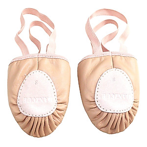 Danzcue Adult Leather Half Sole Ballet Dance Shoes, Tan, S-Adult