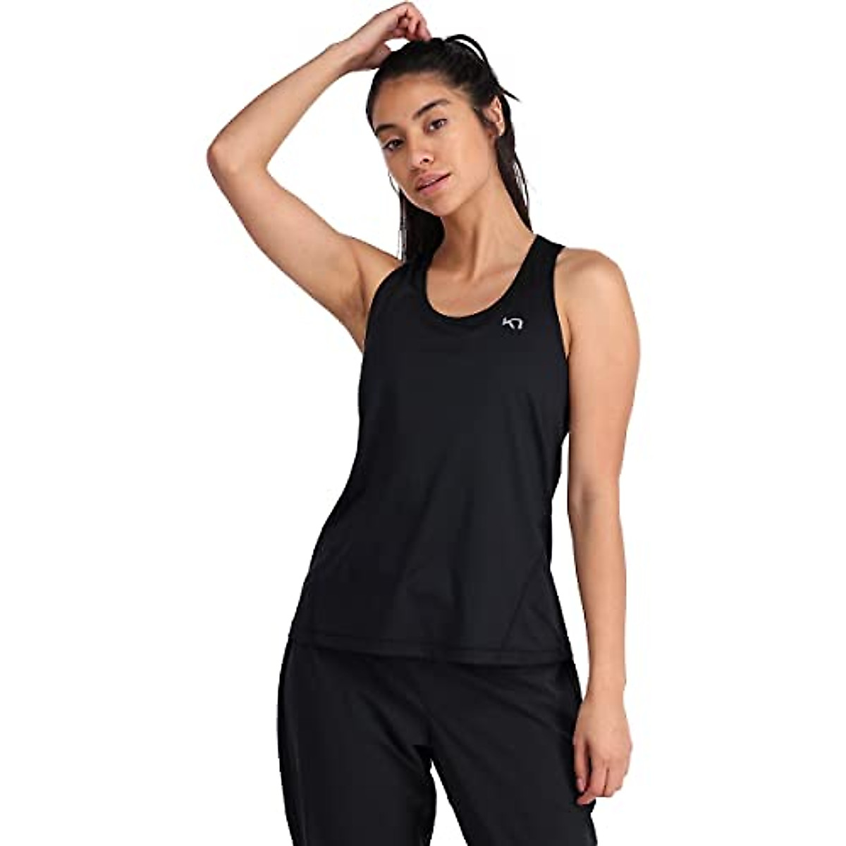 Kari Traa Nora 2.0 Women's Tanktop, Athletic Quick-Drying Top, Regular Fit Women's Top, 4-Way Stretch, Racerback, Scoop Neck, Black, Medium