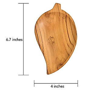AeraVida Vintage Nature Leaf-Shaped Teak Wood Serving Platter or Bowl | Wooden Platters for Serving Food | Teak Wood Leaf Platter | Leaf-Shaped Wooden Platter