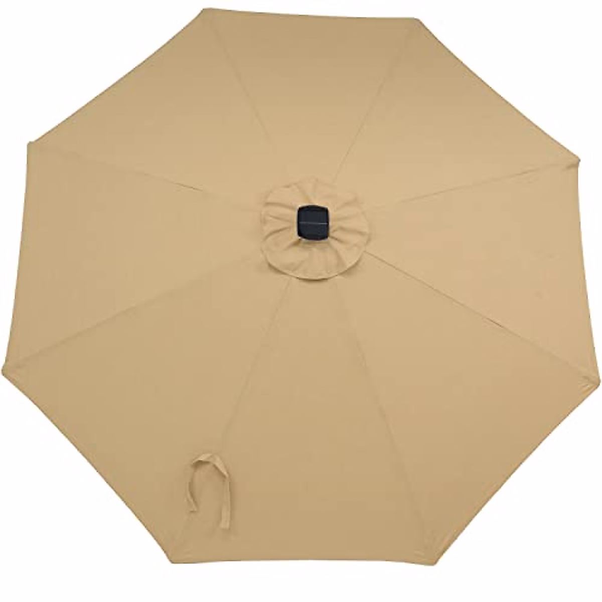 Sunnydaze 9-Foot Sunbrella Tilting Patio Umbrella with Solar LED Light Bars - Beige