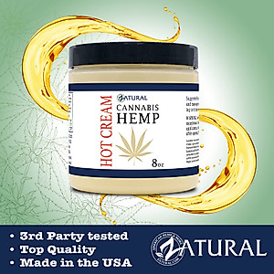 Zatural Hemp Hot Cream Massage Joints and Muscles and Body Wraps Essential Oil Blend, Aloe, Hemp, and More (8oz jar)