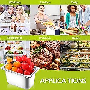 10 Pack 1/9 Size 4 Inch Deep Hotel Pans Anti Clogging Stainless Steel Steam Table Pans Commercial Metal Food Catering Trays for Hotel, Restaurant, Buffet, 0.8 mm Thick, 6.9 L x 4.3 W