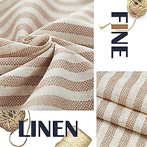 COLLACT Kitchen Curtains Linen Curtains 24 Inch Length Sets Pinstripe Pattern Taupe Tiers for Kitchen Bathroom Farmhouse Country Rustic Rod Pocket Ticking Striped Curtains 2 Panels Taupe on Beige
