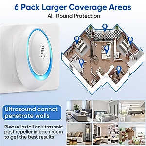 Ultrasonic Pest Repeller,6 Pack Pest Repeller Indoor Plug in Pest Repellent for Insect,Roach,Mice,Spider,Ant,Bug,Mosquito