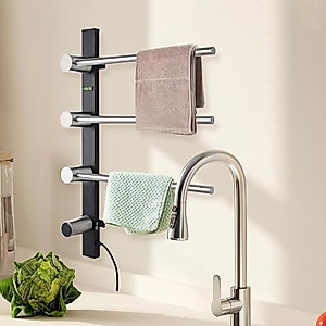 Heated Towel Racks - 3 Bar Bathroom Drying Rack - Wall Mountable Quick Heating Waterproof Heated Towel Rail with Smart Temperature Control and Timer for Kitchen, Gym