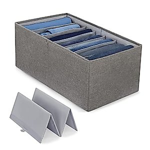 Augfox Jeans Storage Organizer for Closet, 7-Grid Clothing Organizer, Pants Organizer for Closet – Washable and Sturdy Clothing Storage for Tshirts, Jeans, Pants, Sweaters (1 piece, Grey)