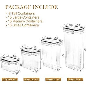 Skroam 32 PCS Airtight Food Storage Containers with Lids, Kitchen and Pantry Organizers and Storage, BPA Free, Plastic Food Storage Canisters for Flour, Sugar, and Cereal, Labels & Marker