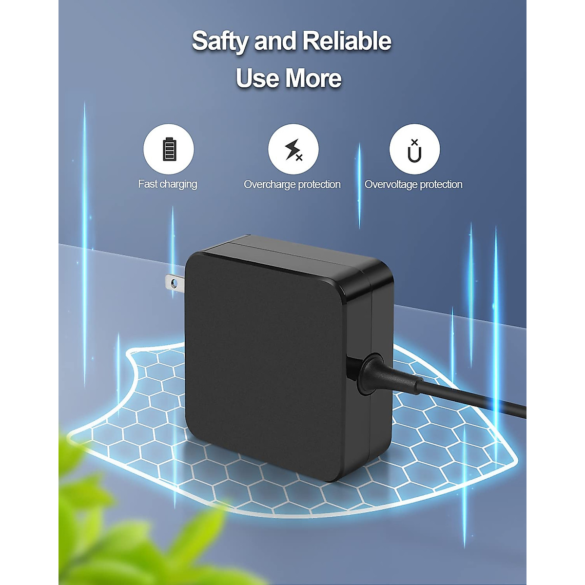 65W USB C Charger,PD Wall Power Adapter Compatible for MacBook Pro, Dell XPS, Chromebook, Lenovo, Huawei Matebook, HP Spectre, Acer and Any Laptops or Smart Phones with USB C