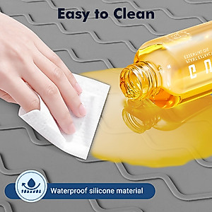 RoomHacks Under Sink Mat for Kitchen Waterproof, 34" x 22" Silicone Under Sink Liner, Kitchen Bathroom Cabinet Mat, Fit 36inch Standard Cabinet Mat Under Sink Organizer Drip Tray Dark Grey