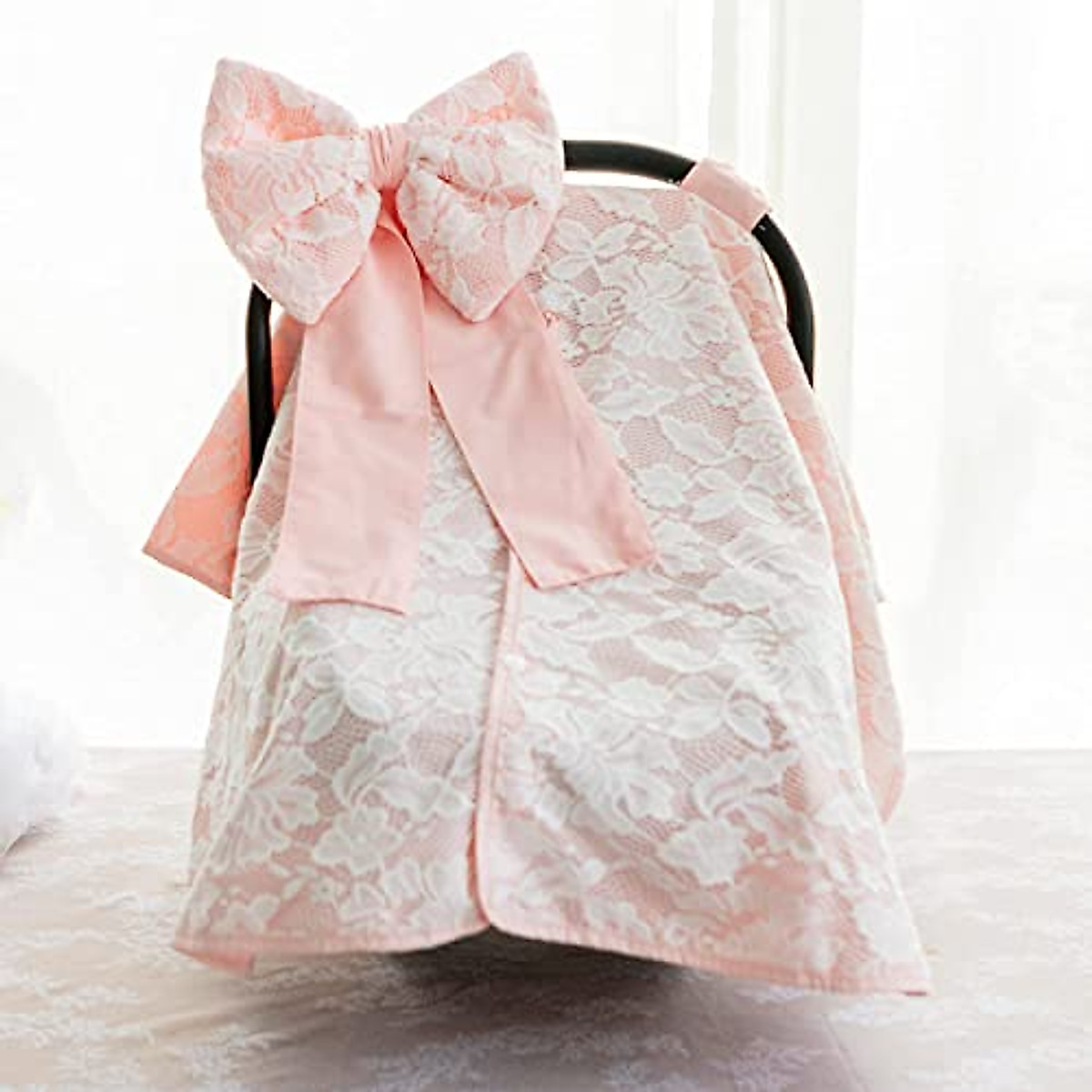 Baby Carseat Canopy Cover with Bow for Girls Boys with Bow Stroller and Cart Cover Carseat Nursing Cover for Newborn