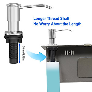 Soap Dispenser for Kitchen Sink, Kitchen Sink Soap Dispenser Pump, Refill from The Top, Sink Soap Dispenser with 17OZ Large Liquid Bottle, Brushed Nickel (2 Scrub Sponges)