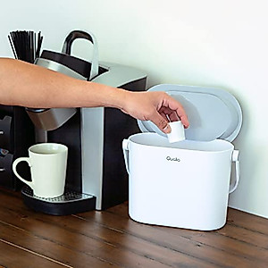QUALIAZERO Multi-Purpose Countertop Compost Bin | 4L / 1 Gal ABS Plastic Slim Shape | Trash Can with Gray Lid | (4L / 1 Gal, Gray)