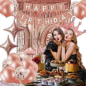 16th Birthday Decorations for Women, Rose Gold Sweet 16 Birthday Party Decoration for Her, 16th Happy Birthday Banner Kits Rosegold Balloons Decoration for Girls Women 16th Birthday Party Supplies