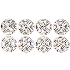 Coasters for Drinks (8-Piece Set) Water Absorbent Coaster Set Woven Coasters for Table Protection Heat-Resistant Coasters for Drinks, Beige