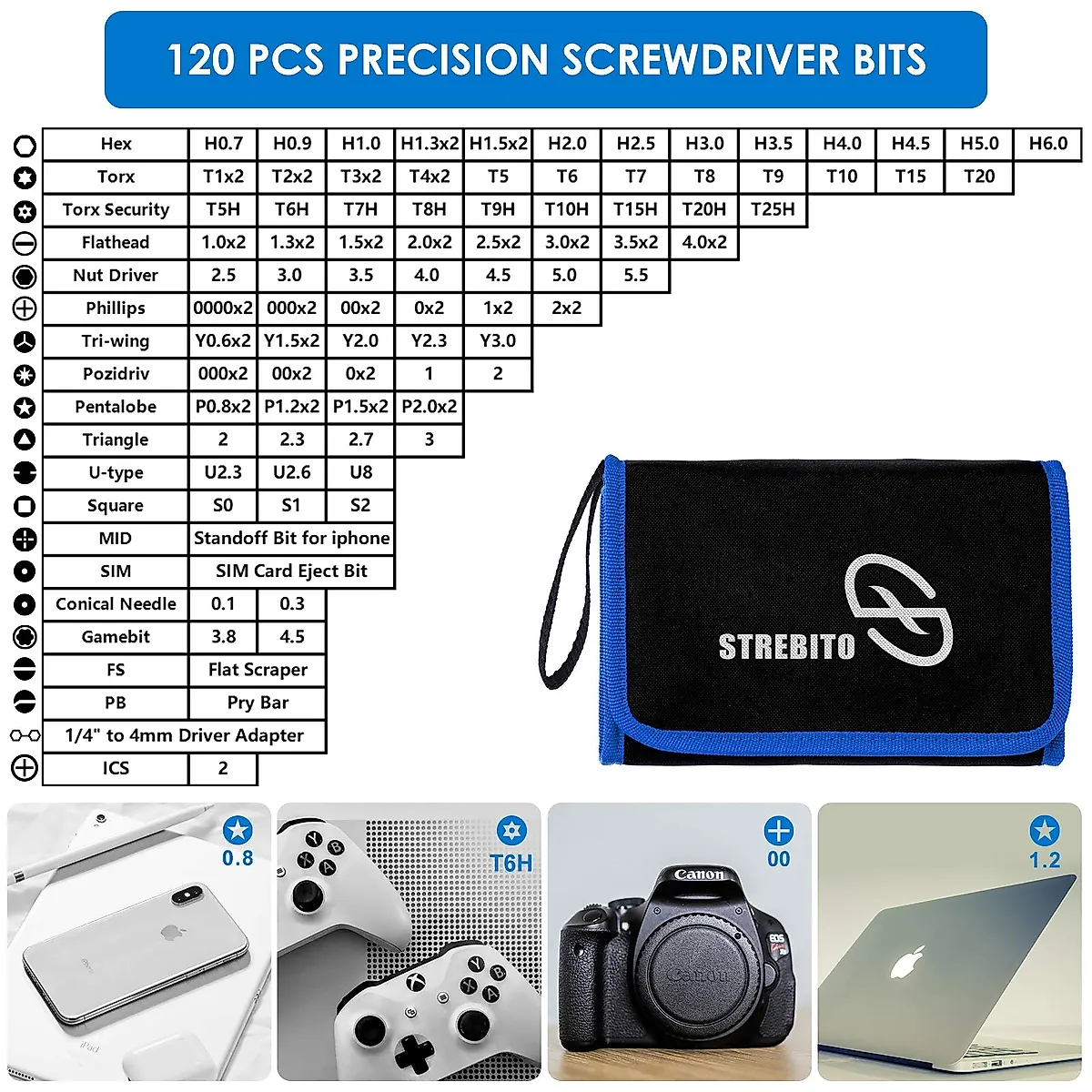 STREBITO Precision Screwdriver Set 142-Piece + Anti Static Wrist Strap Bundle, Electronics Repair Toolkit for iPhone, MacBook, Computer, Laptop, PC, Tablet, PS4, Xbox, Nintendo, Game Console