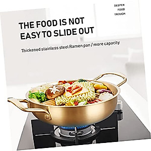 Yardwe 1 Set Stainless Steel Noodle Pot Stove Griddle Stainless Steel Skillet Japanese Ramen Metal Steaming Pot Korean Noodle Pan Noodles Cooker Ramen Pot Household Saucepan Kitchen Pan