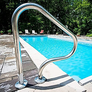 Antourlamm Swimming Pool Handrail 31.5" X 31.5" Inground Pool Entry Rustproof Grab Bar, 1PCS Stainless Steel Stairs Railing for Garden Backyard Water Parks