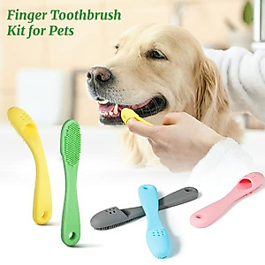 FELISTORY Dog Finger Brush Toothbrush Kit - Ergonomic Design, No Gum Damage, Soft Silicone Easily Clean Teeth Dirt- Suitable for Dental Care for Puppies, Cats and Small Pets (5)