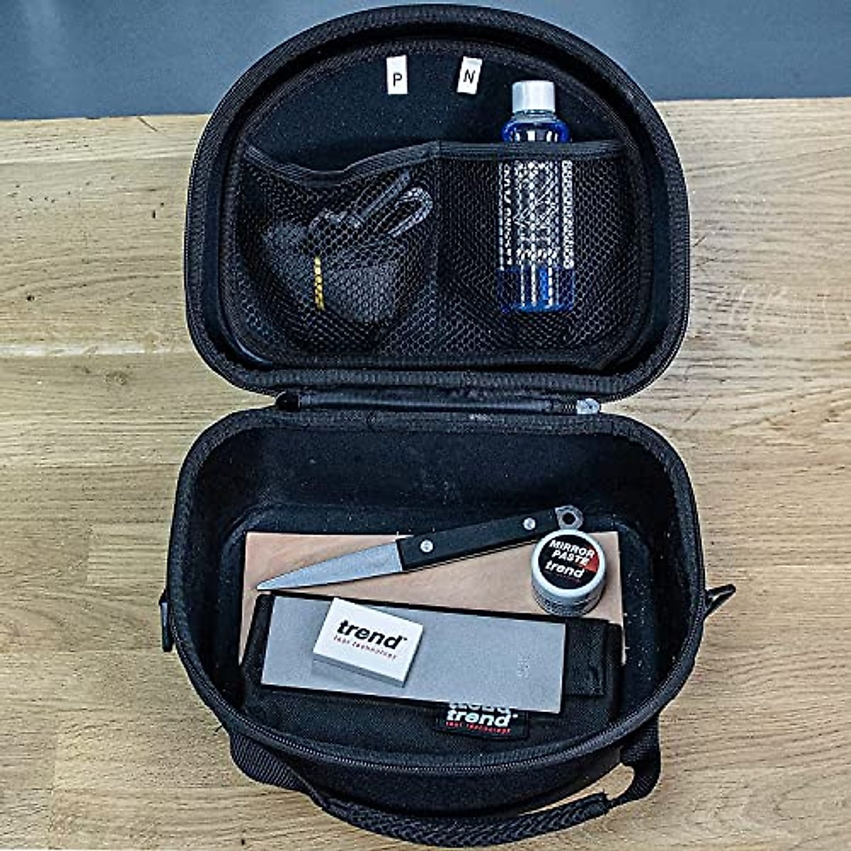Trend Complete Sharpening Set: 6 Inch Diamond Bench Stone, Tapered File, Leather Strop, Lapping Fluid, Mirror Paste, Cleaning Block & Storage Case, DWS/KIT/K