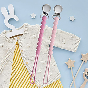 Pacifier Clips Baby Girls - MORIBOX Paci Clip Soothe Baby Binky Holder for Shower Birthday Gift 2 Pack