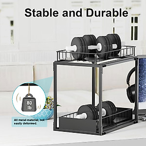 SEVEKO Under Sink Organizer, Cabinet Organizer,Pull Out Cabinet Shelves Organizer 2 Tier Slide Out Sink Shelf, Multi-Purpose Organization and Storage Shelf, Metal, Black