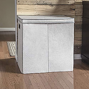 GreenWay GFL6000GR Collapsible Double Sorter, Grey Linen Laundry Hamper