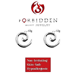 Forbidden Body Jewelry Pair of 12g (2mm) Surgical Steel Solid Spiral Taper Earrings
