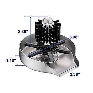 Glass Rinser, Metal Cup Rinser With Brush, Self-cleaning Rinser, Multi-azimuthfor Cleaner for Cups, Kitchen Sink Glass Rinser, Kitchen Sink Accessories,(Upgraded) Brushed Nickel Kablle B1001