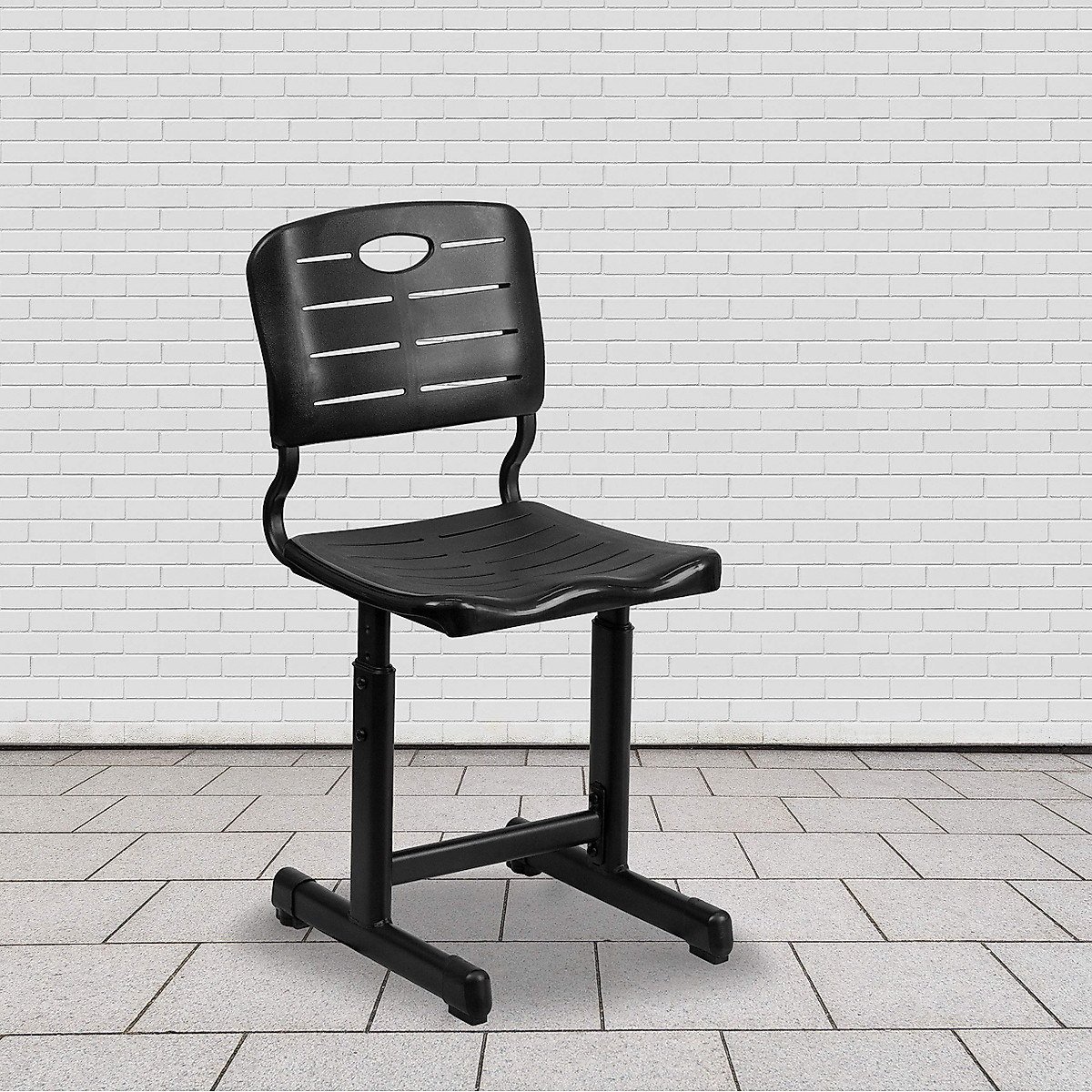 EMMA + OLIVER Adjustable Height Black Student Chair with Black Pedestal Frame