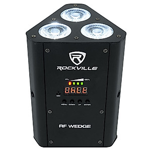5 Rockville RF Wedge Black RGBWA+UV Battery Wireless DMX DJ Up Lights+RF Remotes