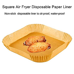7.9 inch Air Fryer Disposable Paper Liner for Philips Air Fryer,Instant Vortex,COSORI Air Fryer,100 Pcs Square Air Fryer Paper Liners,Non-stick Parchment Liners,Air Fryer Accessories
