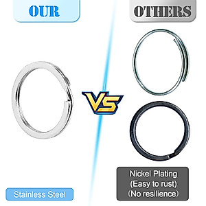 20pcs Stainless Steel Key Ring, Round Key Rings for Flat Keychains, Keychain Rings Key Rings for Keychains for Car Keys, Household Keys, Dog Tags (25mm and 30 mm)