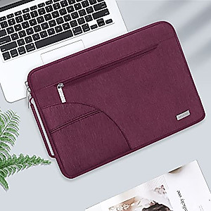 MOSISO Laptop Shoulder Bag Compatible with MacBook Air/Pro,13-13.3 inch Notebook,Compatible with MacBook Pro 14 2023-2021 A2779 M2 A2442 M1, Polyester Briefcase Sleeve with Side Handle, Burgundy