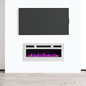 31.5" Electric Fireplace Recessed Wall Mounted Heater, 1500W/5100BTU (White)
