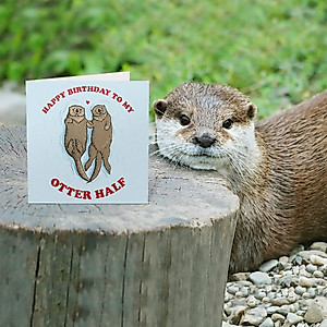 CENTRAL 23 - Funny Birthday Card - 'Happy Birthday To My Otter Half' - For Boyfriend Girlfriend Wife Husband Fiance - Cute Animal Humor - Comes with Fun Stickers