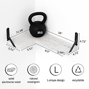 Muzilife Corner Floating Shelves Wooden Floating Shelve Set of 4, Wall Mounted for Storage, L-Shaped Shelves for Wall Decor Wall Organizer for Bedroom, Bathroom, Kitchen, Living Room and Office, White