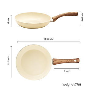 ZHANG XIAO QUAN SINCE 1628 Frying Pan 10", Aluminium Nonstick Skillet, Ceramic Coating pan, Cream White Nonstick Pan, Omelette Pans for Induction, Electric Stove and Gas Cooktops