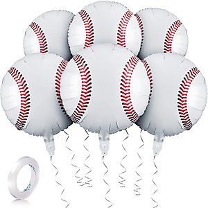 6 Pack 18 Inches Baseball Balloons Baseball Party Decorations Foil Balloons for Baseball Themed Party Supplies Summer Birthday Sports Party Favors Baby Shower Decoration