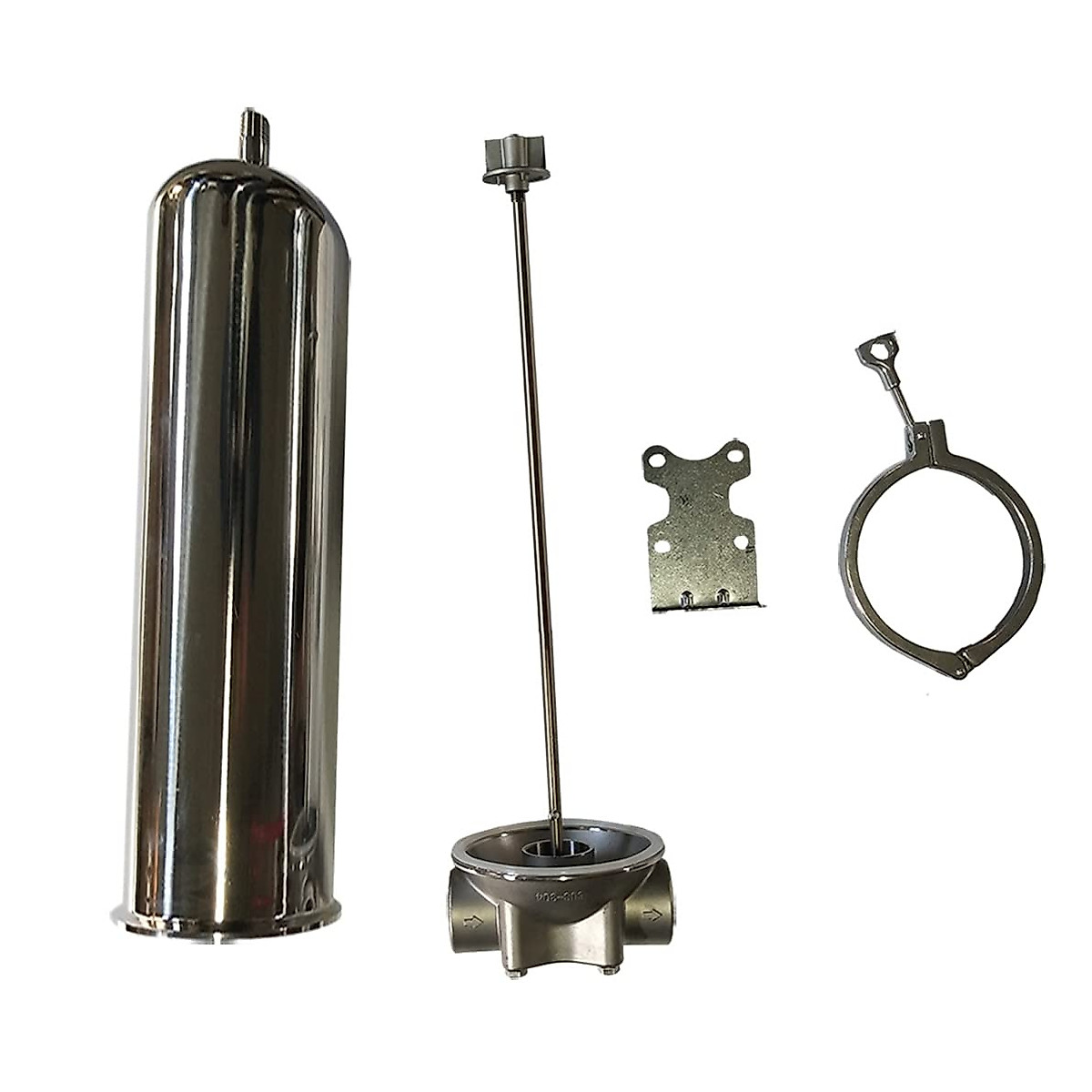 INTBUYING Heavy-Duty Filter Housing for 20"L cartridges 1.5"NPT inlet and outlet Corrosion-Resistant Stainless Steel Water Filter Housing with Bracket and a Drain Valve