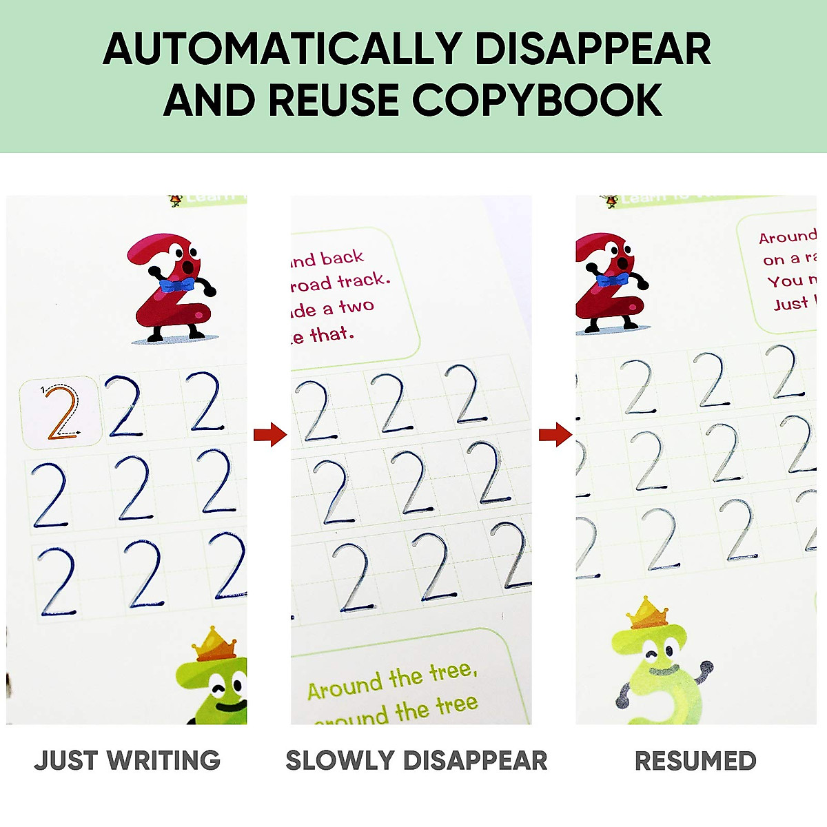 4 PCS Magic Practice Copybook for Kids, Handwriting English Reusable Magical Ink Practice Copy Books for Kids Preschools Tracing Book Letter Writing Book