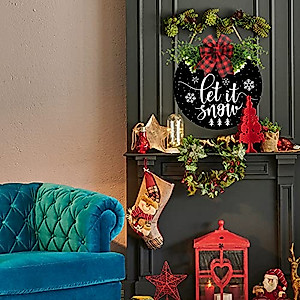 Let It Snow Sign - Welcome Christmas Decor Hanging Sign for Front Door, Living Room, Farmhouse Porch & Outdoor - 12 inches