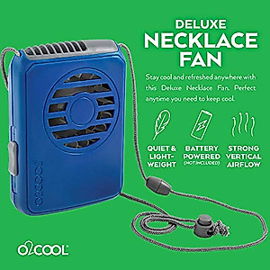 O2COOL Deluxe Personal Necklace Fan | Hands- Free, Battery Operated Wearable Mini Cooling Device for Beach, Sporting Events, Camping (3 Pack Random Colors)