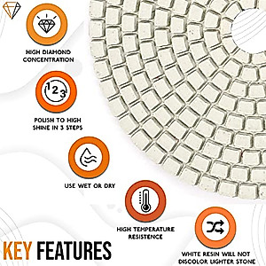 3 Step Diamond Polishing Pads - Use Wet or Dry - Polishing Pads for Granite Quartz Marble Concrete Terrazzo - High Temperature Resistance 3 Step Polishing Pads - Polishing Pad Set