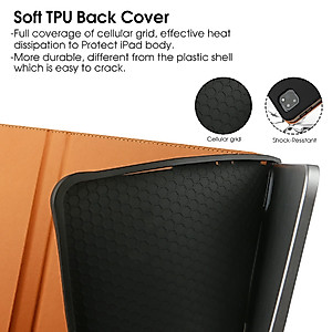 for iPad Pro 12.9 Case 6th/5th/4th/3rd Generation Case 2022/2021/2020/2018, Folio Stand Cover with Multiple Angles & Auto Sleep/Wake for iPad 12.9 Inch Pro 6th/5th/4th Gen, NavyBlue/Brown