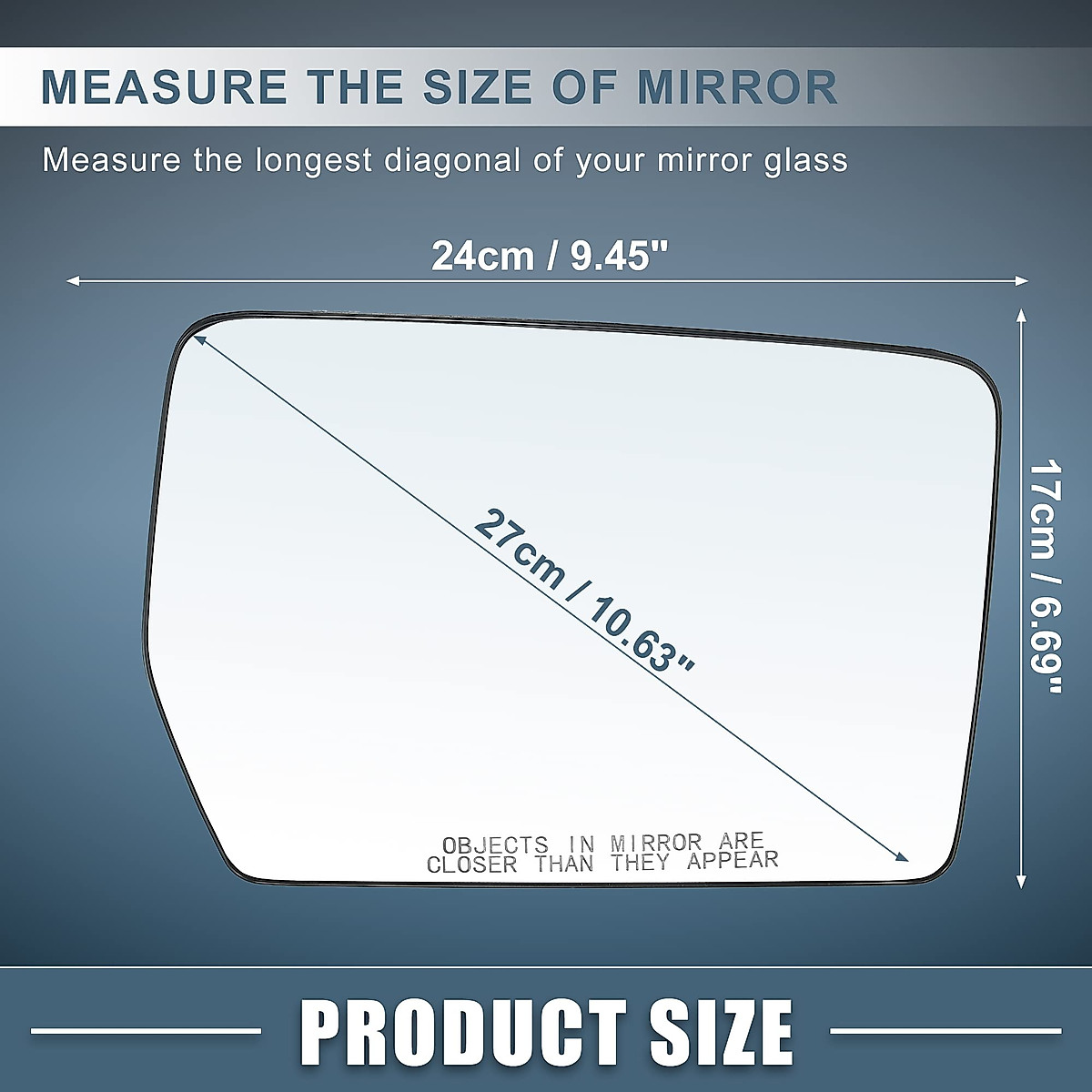 A ABSOPRO Heated Mirror Glass 4L3Z-17K707-AB with Backing Plate Passenger Right Side Mirror Replacement Glass for Ford F150 2004 2005 2006 2009 2010
